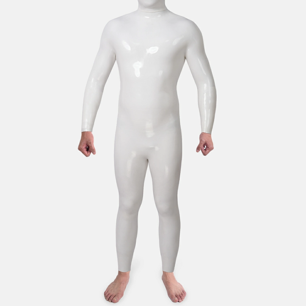 White Neck-entry Silicone Bodysuit